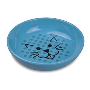 van ness pets ecoware whisker-friendly cat bowl, wide dish cat dish, 8 oz, blue