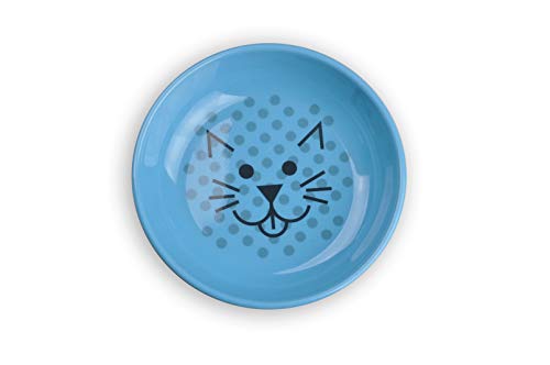 Van Ness Pets EcoWare Whisker-Friendly Cat Bowl, Wide Dish Cat Dish, 8 OZ, Blue