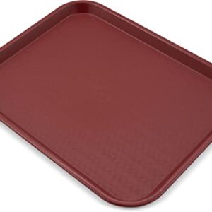 Carlisle FoodService Products Cafe Plastic Fast Food Tray, 14" x 18", Burgundy, (Pack of 12)