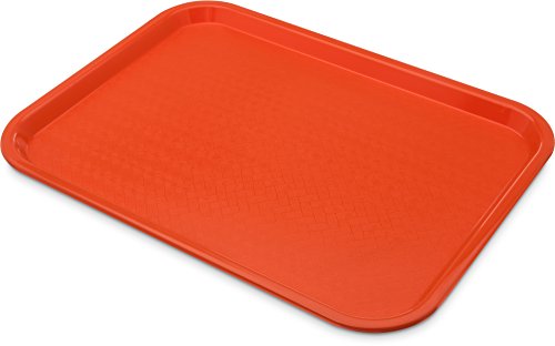 Carlisle FoodService Products CT121624 Cafe Standard Plastic Cafeteria/Fast Food Tray, NSF Certified, BPA Free, 16" Length x 12" Width, Orange (Pack of 24)