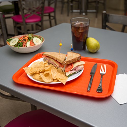 Carlisle FoodService Products CT121624 Cafe Standard Plastic Cafeteria/Fast Food Tray, NSF Certified, BPA Free, 16" Length x 12" Width, Orange (Pack of 24)