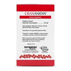 Nutramax Crananidin Cranberry Extract Urinary Tract Health Supplement for Dogs, 75 Chewable Tablets