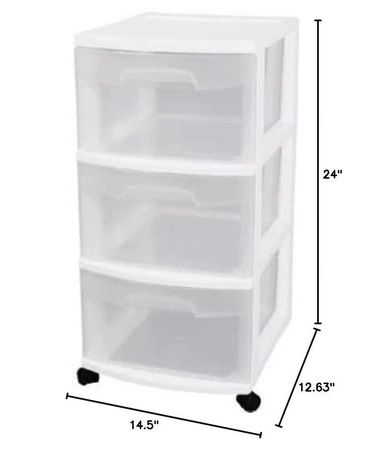 Sterilite 28308002 3Drawer Cart, White