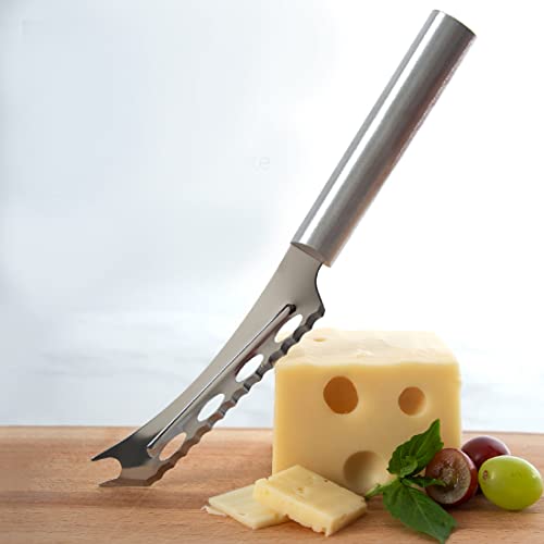 Rada Cutlery Cheese Knife – Stainless Steel Steel Serrated Edge With Aluminum Handle, Made in the USA, 9-5/8