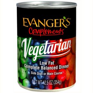 evanger's super premium low fat vegetarian dinner for dogs & cats, 12 x 12.8 oz cans