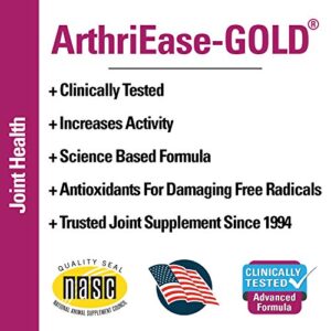 Vet Classics ArthriEase-Gold Hip & Joint Support for Dogs, Cats– Pet Health Supplement Powder – Alleviates Aches, Discomfort – For Flexibility, Healthy Joint Function – Antioxidants – 5 Oz