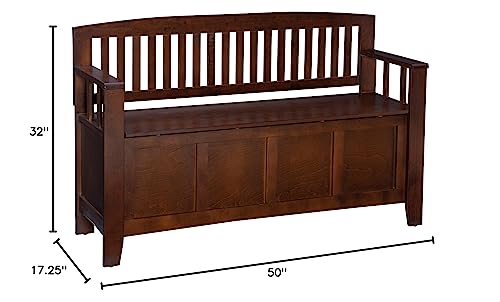 Linon Home Dcor Linon Home Decor Cynthia Storage Bench, 50"w x 17.25"d x 32"h, Walnut