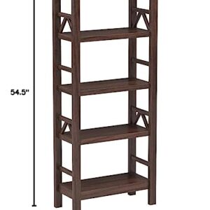 Linon Home Dcor Linon Titan, Antique Tobacco Bookcase, 24.57"w x 12.2"d x 54.45"h,