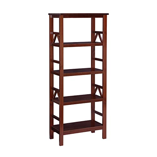 Linon Home Dcor Linon Titan, Antique Tobacco Bookcase, 24.57"w x 12.2"d x 54.45"h,