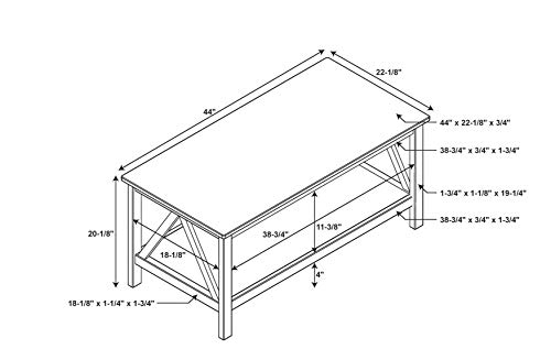 Linon Home Dcor Linon Home Decor Titian Coffee Table, 44.02"w x 21.97"d x 20"h, Antique Tobacco