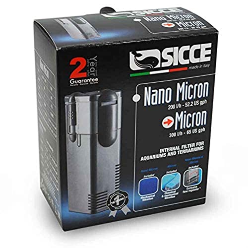 SICCE MICRON Internal Filter, 65GPH – Interchangeable Cartridge, Filter Media Included