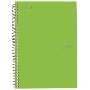 five star spiral notebook, 2 subject, college ruled paper, 100 sheets, 9-1/2" x 6", lime (72134)