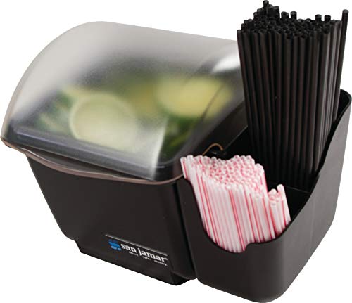 San Jamar BD2002CAR Mini Dome Garnish Center with Chillable Tray and Right Hand Caddy (1-Quart, Black, NSF)