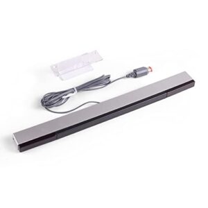 jinhezo replacement wired infrared ir ray motion sensor bar compatible nintendo wii and wii u console (silver/black)