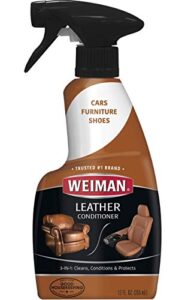 weiman leather cleaner and conditioner for furniture - cleans conditions and restores leather surfaces - uv protectants help prevent cracking or fading of leather car seats, shoes, purses