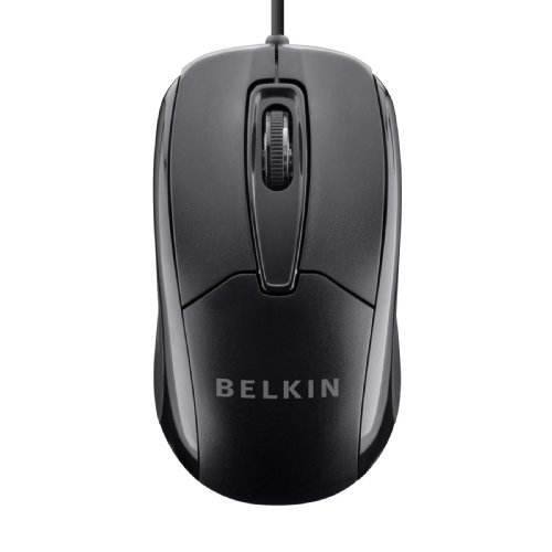 Belkin 3-Button Wired Computer Mouse - Ambidextrous, Ergonomic Mouse With 5-Foot USB-A Cord - 800 DPI Wired Mouse With Mouse Wheel Compatible with PCs, Macs, Desktops and Laptops - Black