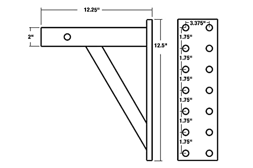 Buyers Products PM812 6 Position Pintle Hook Mount With 12.25 Inch Shank