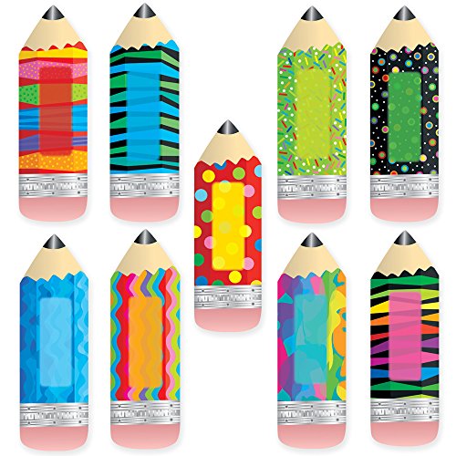 Creative Teaching Press 6-Inch Designer Cut-Outs, Poppin' Patterns Pencils (3885),MULTI