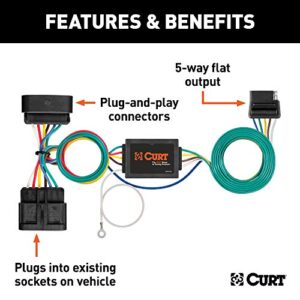 CURT 56510 Vehicle-Side Custom 5-Wire Trailer Wiring Harness, Fits Select Chevrolet Colorado, GMC Canyon, Isuzu I-Series