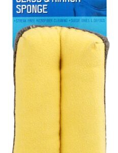 Carrand 45116 2-Sided Glass and Mirror Sponge, Yellow/Gray