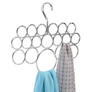 iDesign Axis Metal Loop Scarf Hanger, No Snag Closet Organization Storage Holder for Scarves, Men's Ties, Women's Shawls, Pashminas, Belts, Accessories, Clothes, 18 Loops ,0.3" x 9.9" x 11.2", Chrome