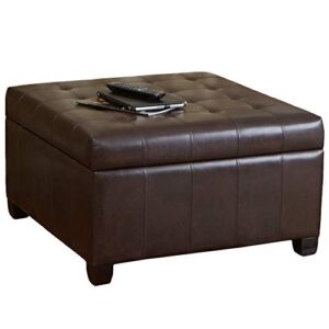 christopher knight home alexandria bonded leather storage ottoman, marbled brown