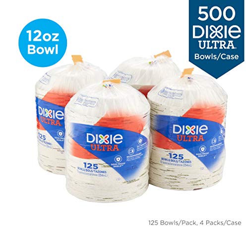 Dixie Ultra 12 oz. Heavy-Weight Paper Bowls by GP PRO (Georgia-Pacific), Pathways, SXB12WS (CASE), 500 Count (125 Bowls Per Pack, 4 Packs Per Case)