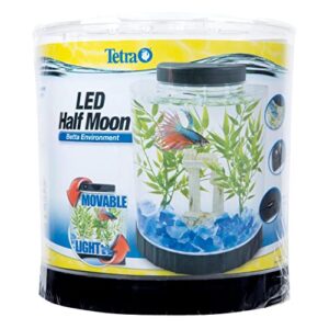 tetra led half moon aquarium kit 1.1 gallons, ideal for bettas, black, 4.6 x 9.1 x 9.9 inches (29049)