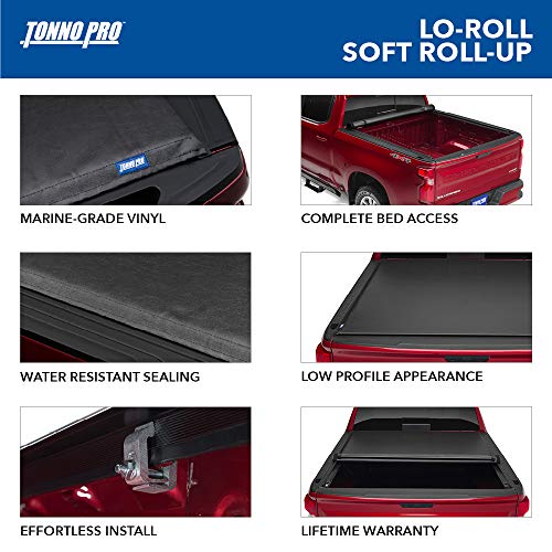 Tonno Pro Lo Roll, Soft Roll-up Truck Bed Tonneau Cover | LR-5005 | Fits 2007 - 2021 Toyota Tundra w/ Utility Track System 6' 7" Bed (78.7")