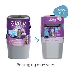 Litter Genie Plus Pail (Silver) | Cat Litter Box Waste Disposal System for Odor Control | Includes 1 Square Refill Bag