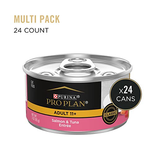 Purina Pro Plan Pate High Protein Senior Wet Cat Food, SENIOR 11+ Salmon & Tuna Entree - (24) 3 oz. Pull-Top Cans