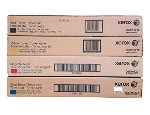 Genuine Xerox DocuColor 240 250 WorkCentre 7655, 7665, 7675 seriesToner Set 006R01219, 006R01220, 006R01221, 006R01222 CYMK Sealed In Retail Packaging