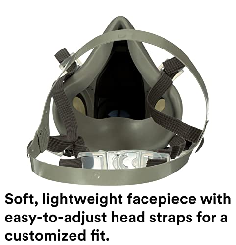 3M Half Facepiece Reusable Respirator 6300, Gases, Vapors, Dust, Paint, Cleaning, Grinding, Sawing, Sanding, Welding, Adjustable Headstraps, Bayonet Connection, Large