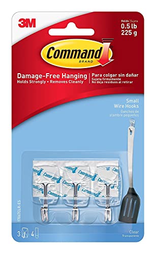 Command 17067CLR 4 Adhesive Strips Wire, Small, 3 Hooks, Clear