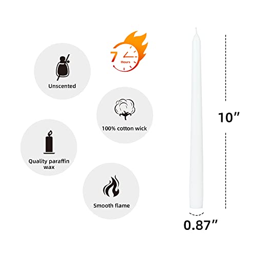 Zest Candle 12-Piece Taper Candles, 10-Inch, White