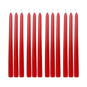 Zest Candle 12-Piece Taper Candles, 10-Inch, Ruby Red