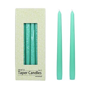 zest candle 12-piece taper candles, 10-inch, aqua