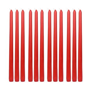 Zest Candle 12-Piece Taper Candles, 12-Inch, Ruby Red