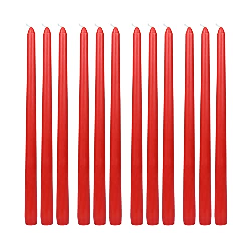 Zest Candle 12-Piece Taper Candles, 12-Inch, Ruby Red