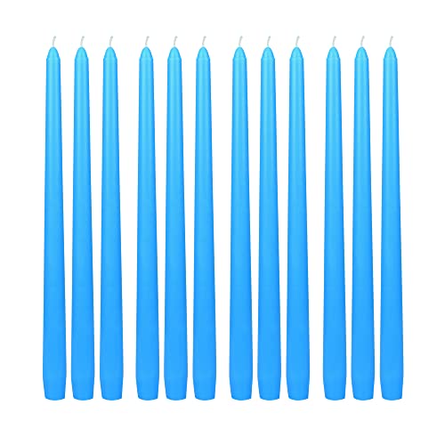 Zest Candle 12-Piece Taper Candles, 12-Inch, Light Blue