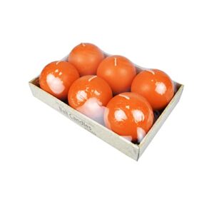 Zest Candle 6-Piece Ball Candles, 3-Inch, Orange