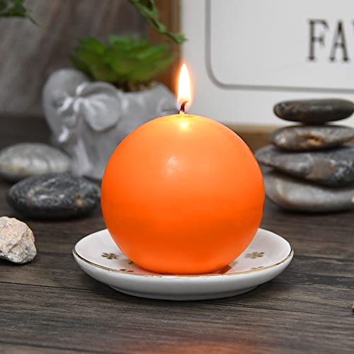 Zest Candle 6-Piece Ball Candles, 3-Inch, Orange