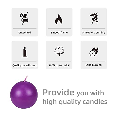 Zest Candle 6-Piece Ball Candles, 3-Inch, Purple