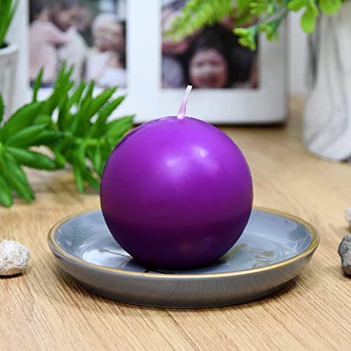 Zest Candle 6-Piece Ball Candles, 3-Inch, Purple