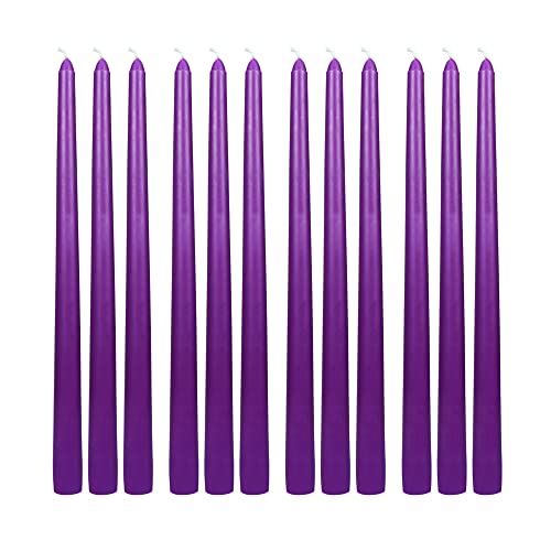 Zest Candle 12-Piece Taper Candles, 12-Inch, Purple