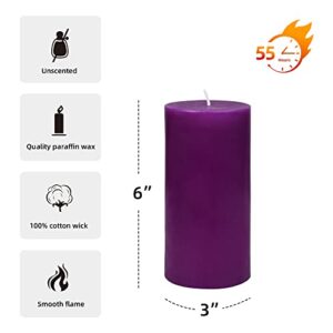 Zest Candle 3" x 6" Purple Pillar Candle, 3" Diameter x 6" H