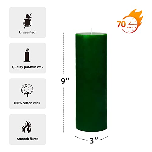 Zest Candle 110-Hour Burn Time Pillar Candle, 3 by 9-Inch, Hunter Green