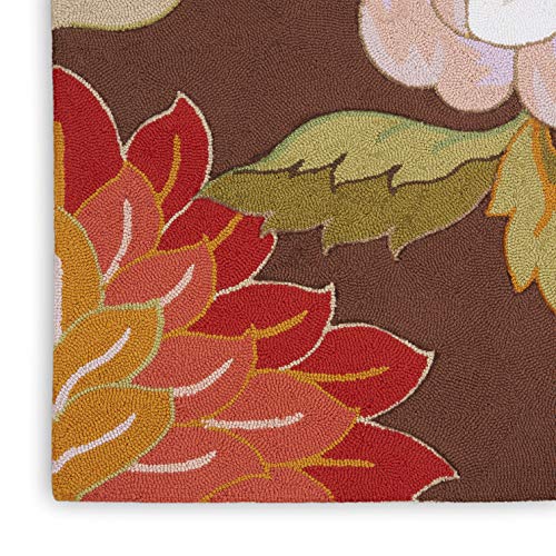 Nourison Fantasy Chocolate 5' x 7'6" Area-Rug, Modern, Floral, Bed Room, Living Room, Dining Room, Kitchen, Easy washing, Non Shedding, (5' x 8')