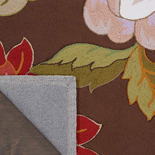 Nourison Fantasy Chocolate 5' x 7'6" Area-Rug, Modern, Floral, Bed Room, Living Room, Dining Room, Kitchen, Easy washing, Non Shedding, (5' x 8')