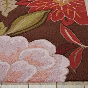 Nourison Fantasy Chocolate 5' x 7'6" Area-Rug, Modern, Floral, Bed Room, Living Room, Dining Room, Kitchen, Easy washing, Non Shedding, (5' x 8')